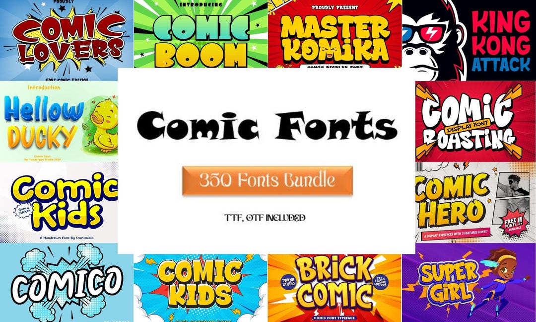 350 Comic Fonts Bundle, TTF and OTF Files (digital Download) - Etsy