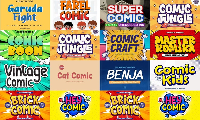 350 Comic Fonts Bundle, TTF and OTF Files (digital Download) - Etsy