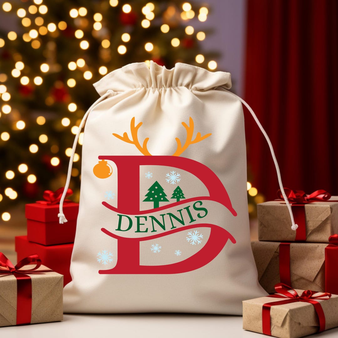 Custom Santa Sack, Initial Santa Sack Bag, Santa Bag, Christmas Gift ...