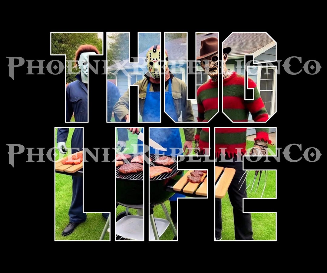 Thug Life Horror BBQ | Digital DTF Transfer File | Halloween Villains ...