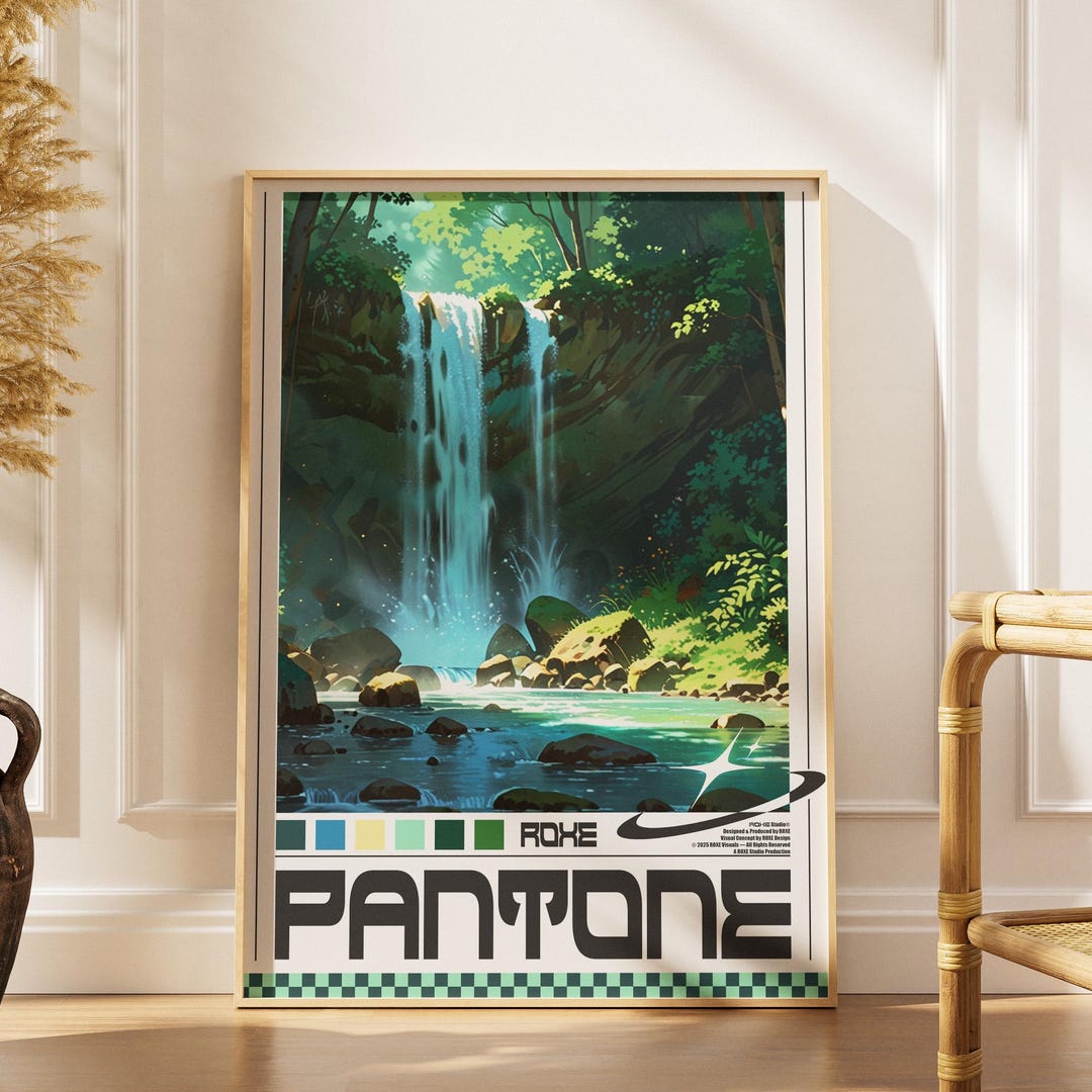 Anime Forest Poster, Waterfall Landscape Wall Art, Vaporwave Y2K Decor ...