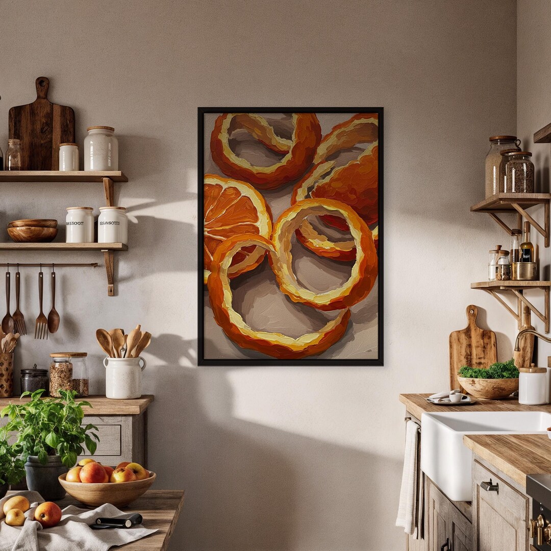 Framed Orange Peel Poster, Glossy Paper Citrus Wall Art, Vibrant ...