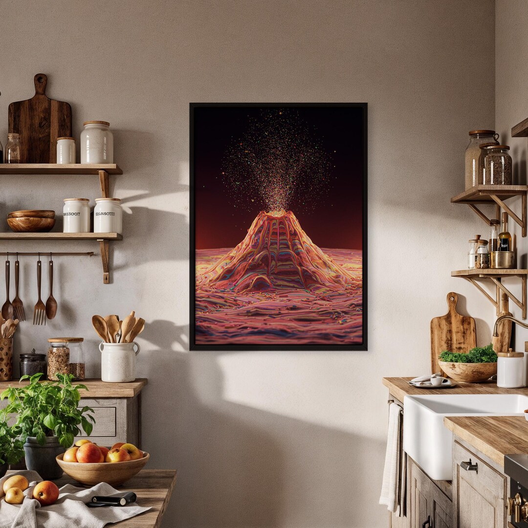 Candy Volcano Poster, Surreal Art Print, Glossy Paper Wall Decor ...