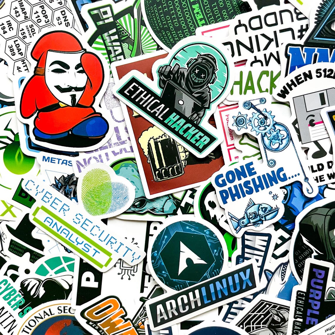 Pack of 50 Cybersecurity Stickers, Ethical Hacker Stickers, Coding ...