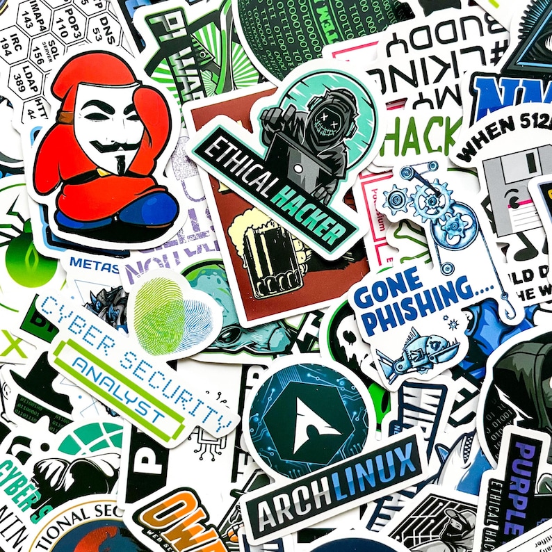 Pack of 50 Cybersecurity Stickers, Ethical Hacker Stickers, Coding ...