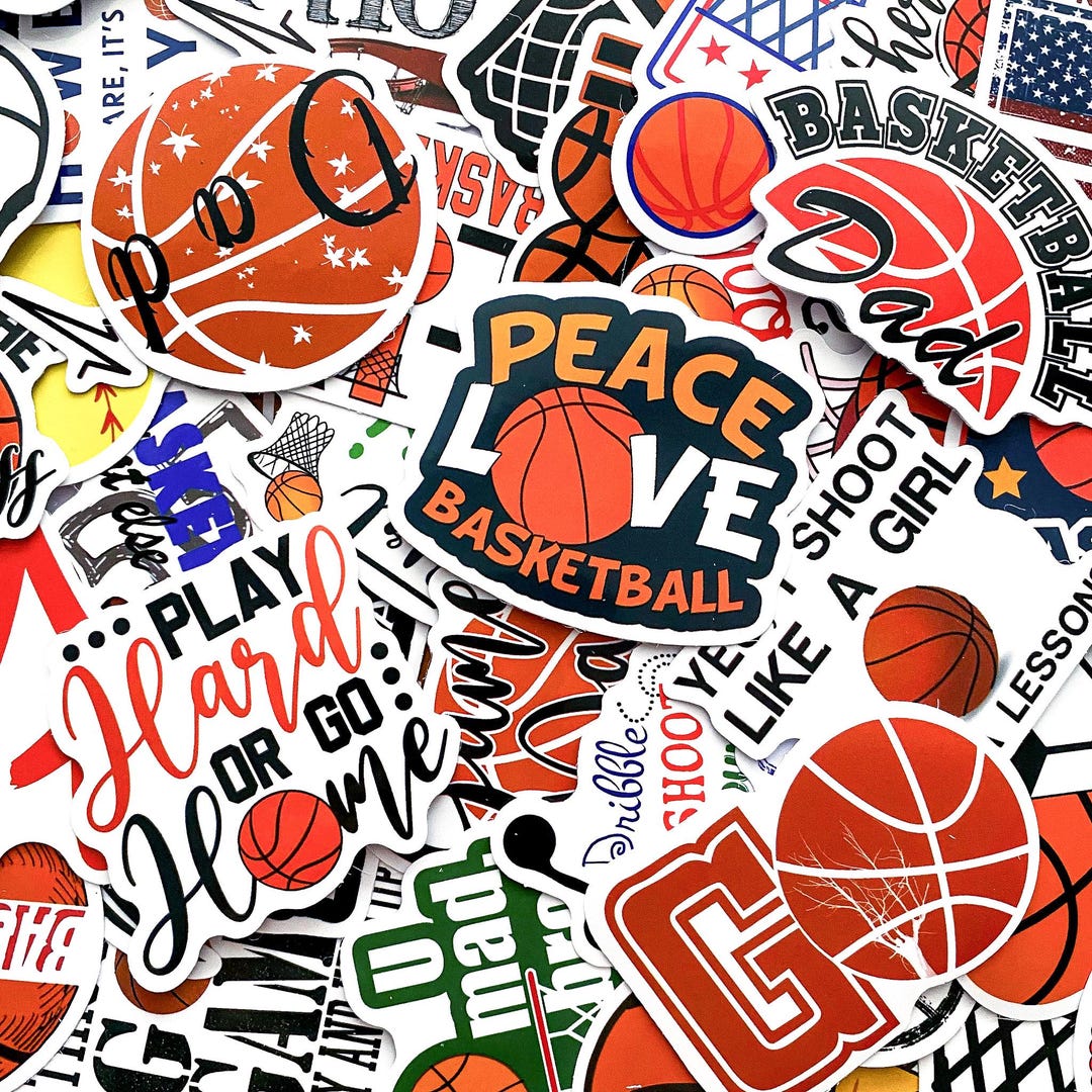 Pack of 50 Basketball Stickers for Boy, Game Day Stickers, Basketball ...