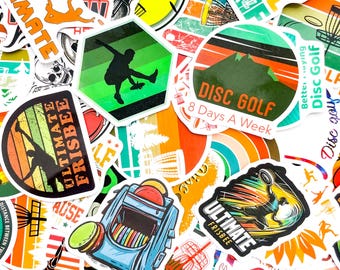 Pack of 50 Disc Golf Stickers, Funny Disc Throw Stickers, Retro Outdoor ...