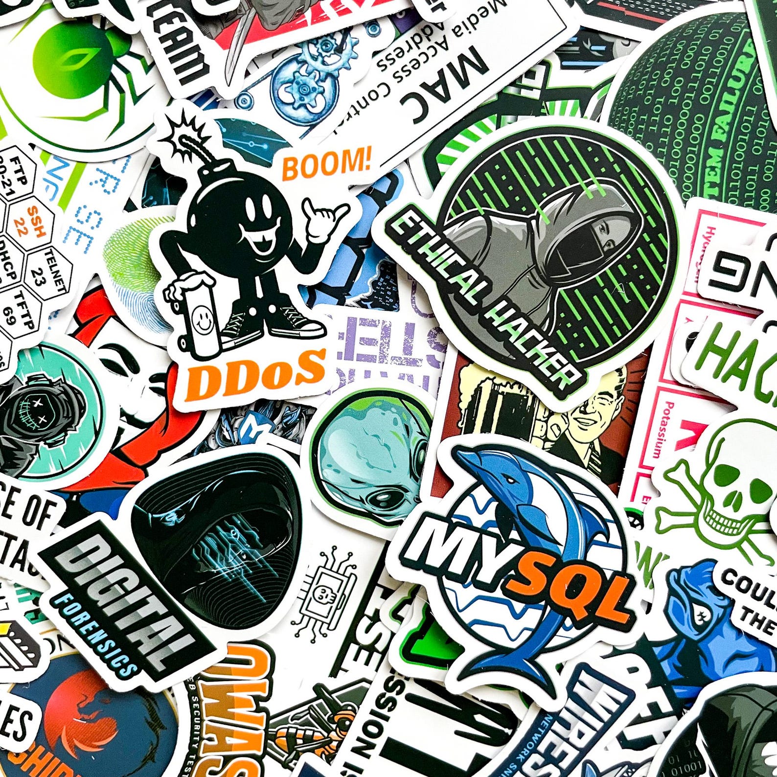 Pack of 50 Cybersecurity Stickers, Ethical Hacker Stickers, Coding ...