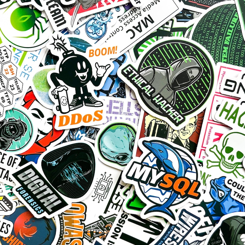 Pack of 50 Cybersecurity Stickers, Ethical Hacker Stickers, Coding ...