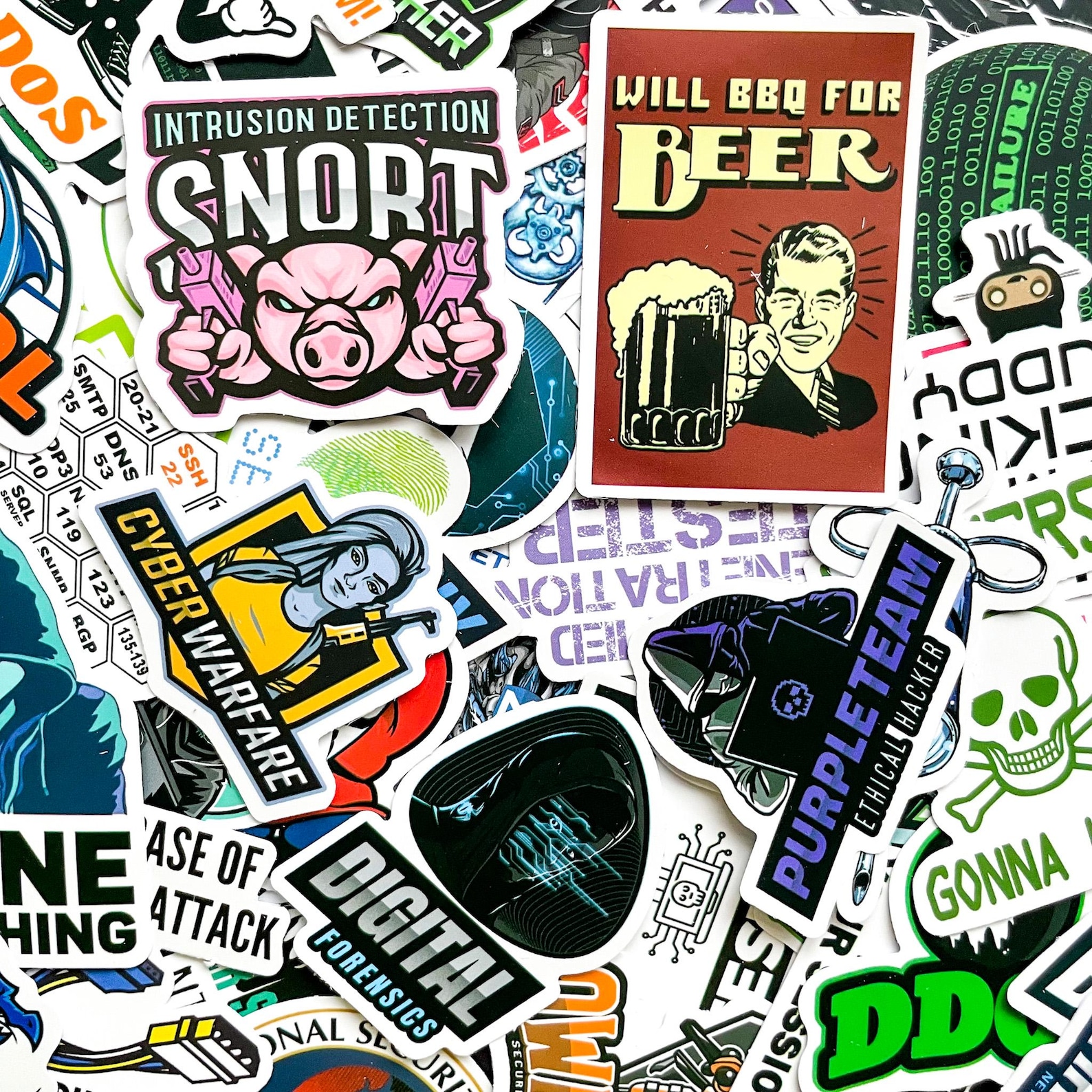 Pack of 50 Cybersecurity Stickers, Ethical Hacker Stickers, Coding ...