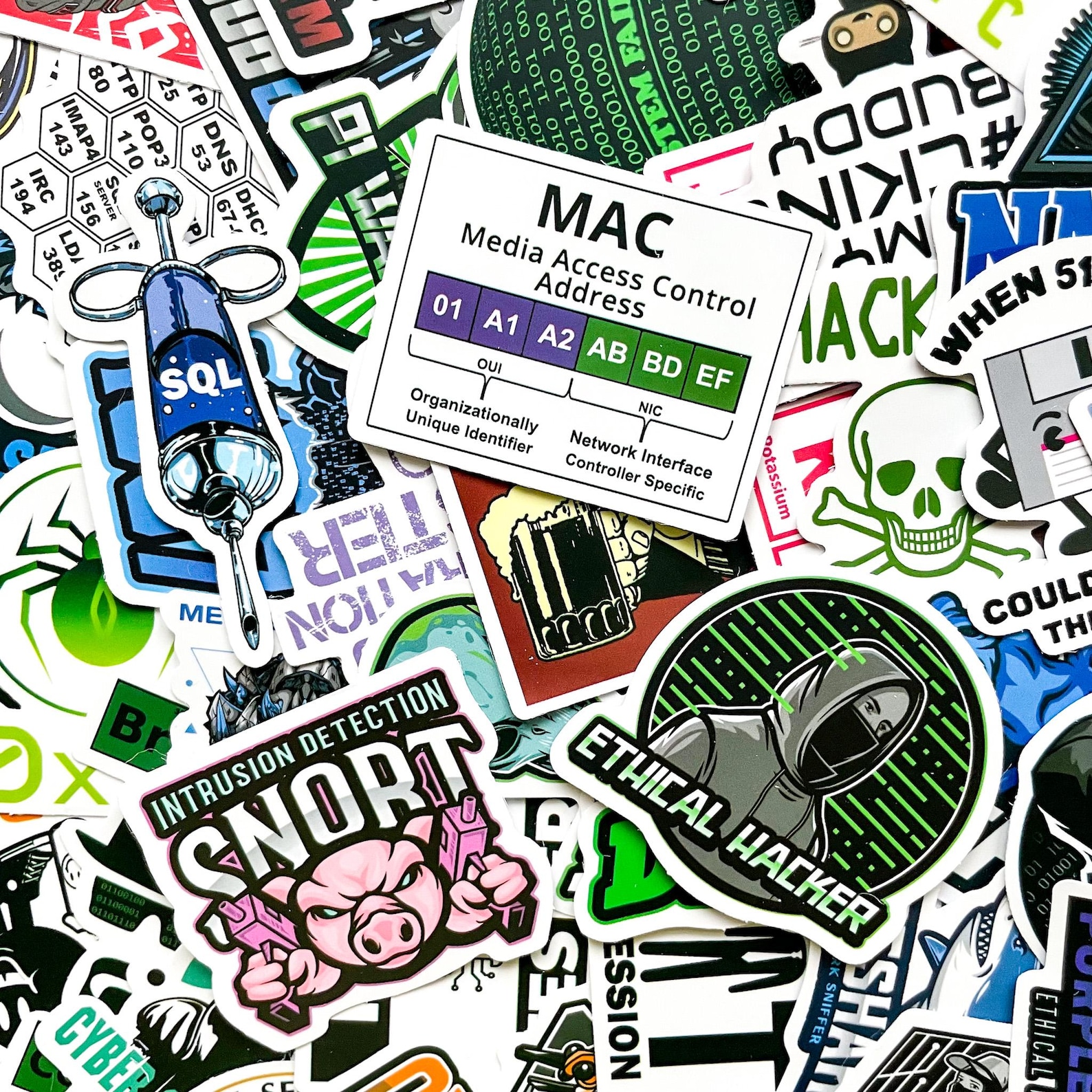 Pack of 50 Cybersecurity Stickers, Ethical Hacker Stickers, Coding ...