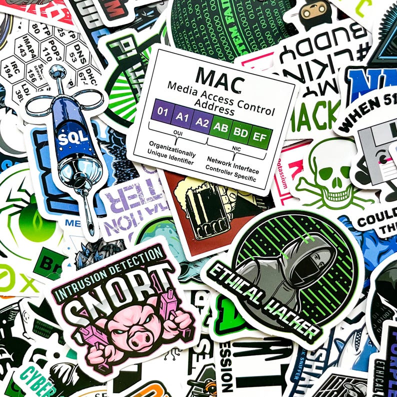 Pack of 50 Cybersecurity Stickers, Ethical Hacker Stickers, Coding ...