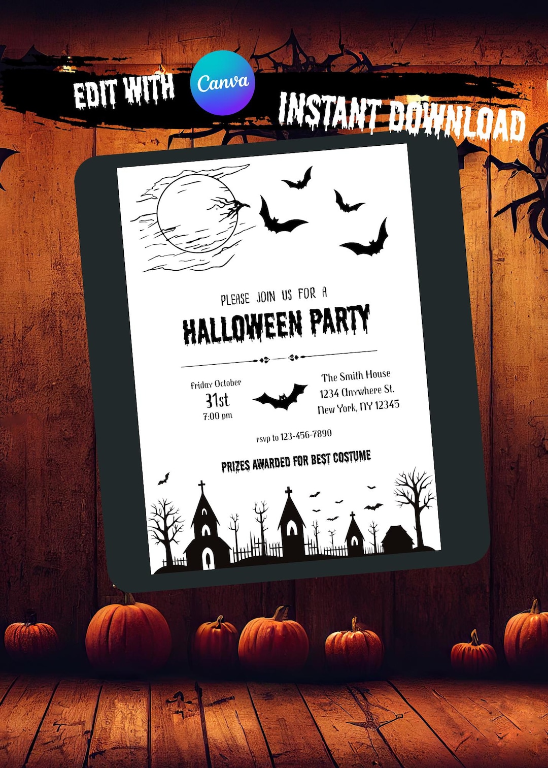 Personalized Editable Halloween Party Invitation - Etsy