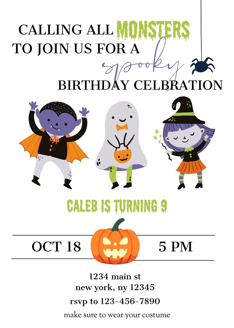 Personalized Editable Spooky Halloween Birthday Party Invitation - Etsy