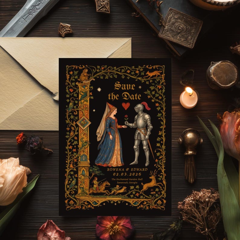 Medieval Save the Date Canva Template Gothic Wedding Invitation ...