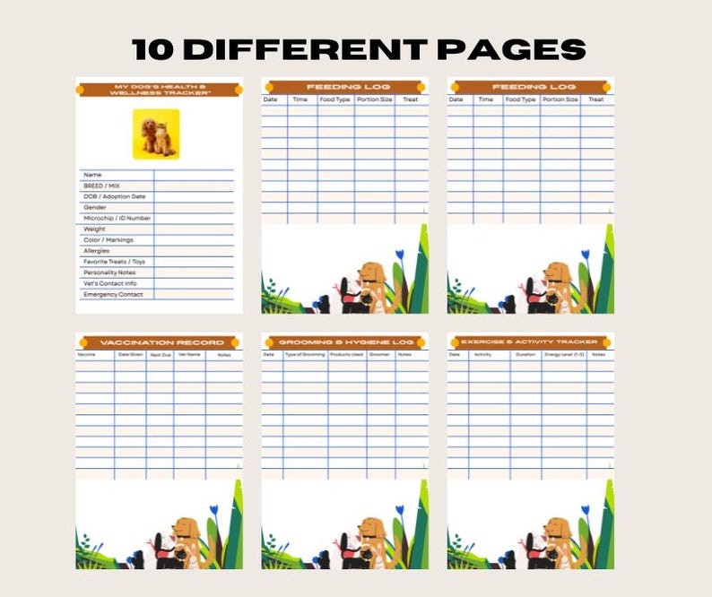 Dog Health Tracker Printable | Editable Pet Care Planner | Puppy ...