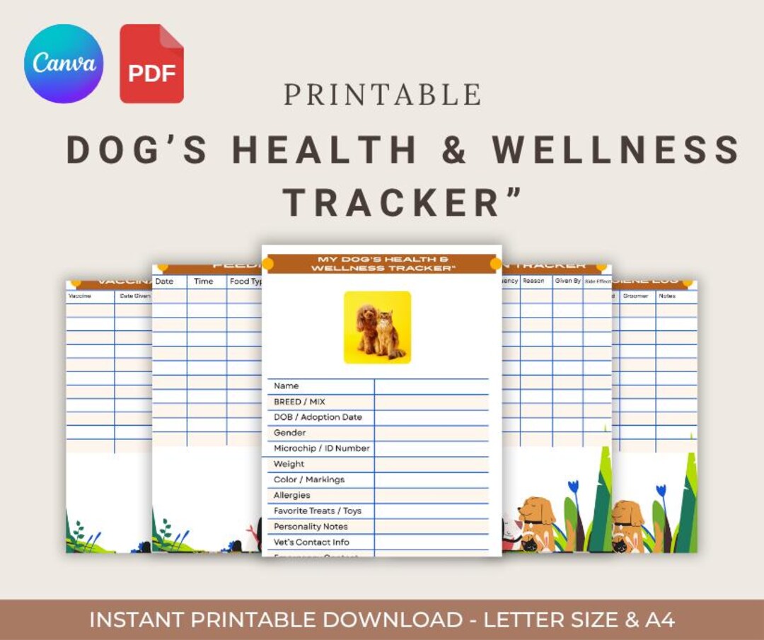 Dog Health Tracker Printable | Editable Pet Care Planner | Puppy ...