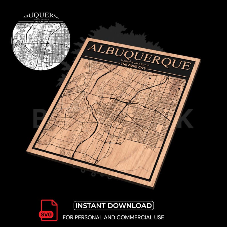 Albuquerque City Map SVG File | CNC, Laser Cutting, and Woodworking ...