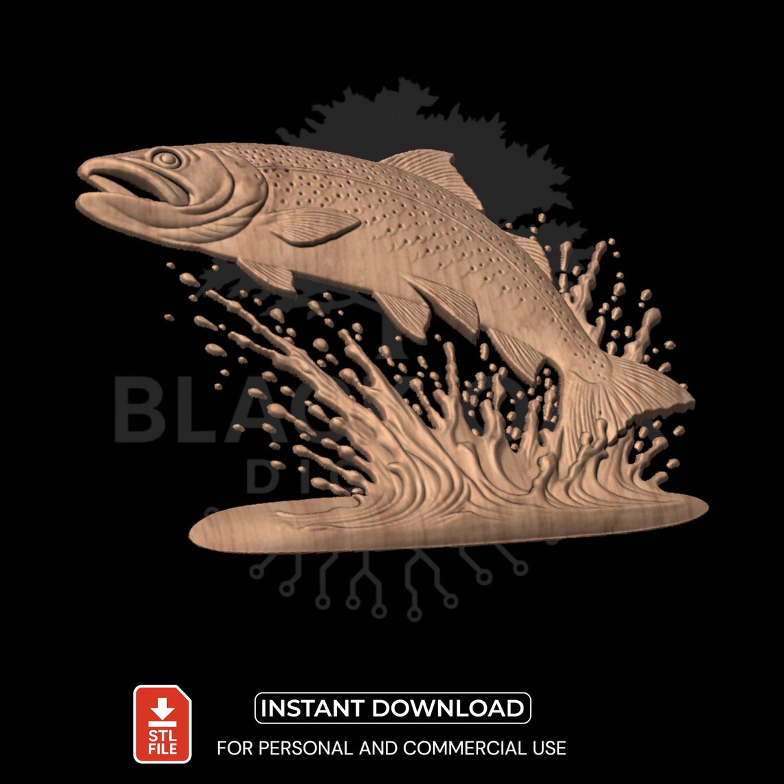 River Trout 3D STL Model: CNC & 3D Printing Relief (digital Download ...