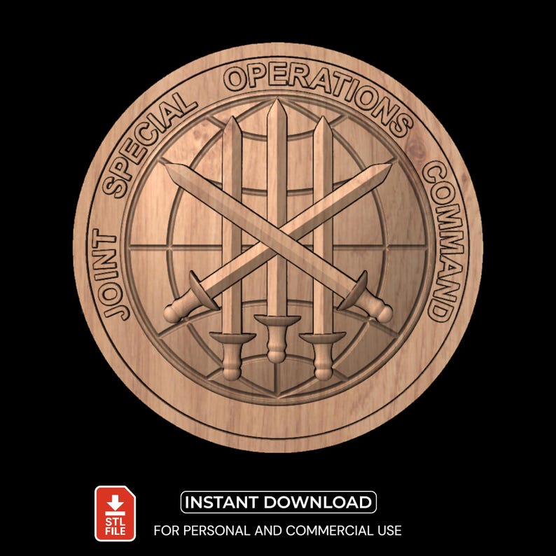 JSOC Military Patch STL | 3D Model for CNC Carving and Woodworking ...
