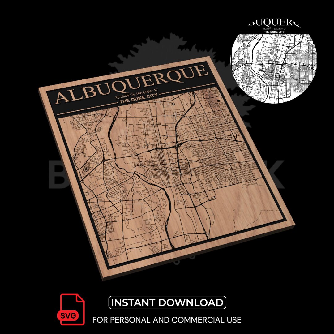 Albuquerque City Map SVG File | CNC, Laser Cutting, and Woodworking ...