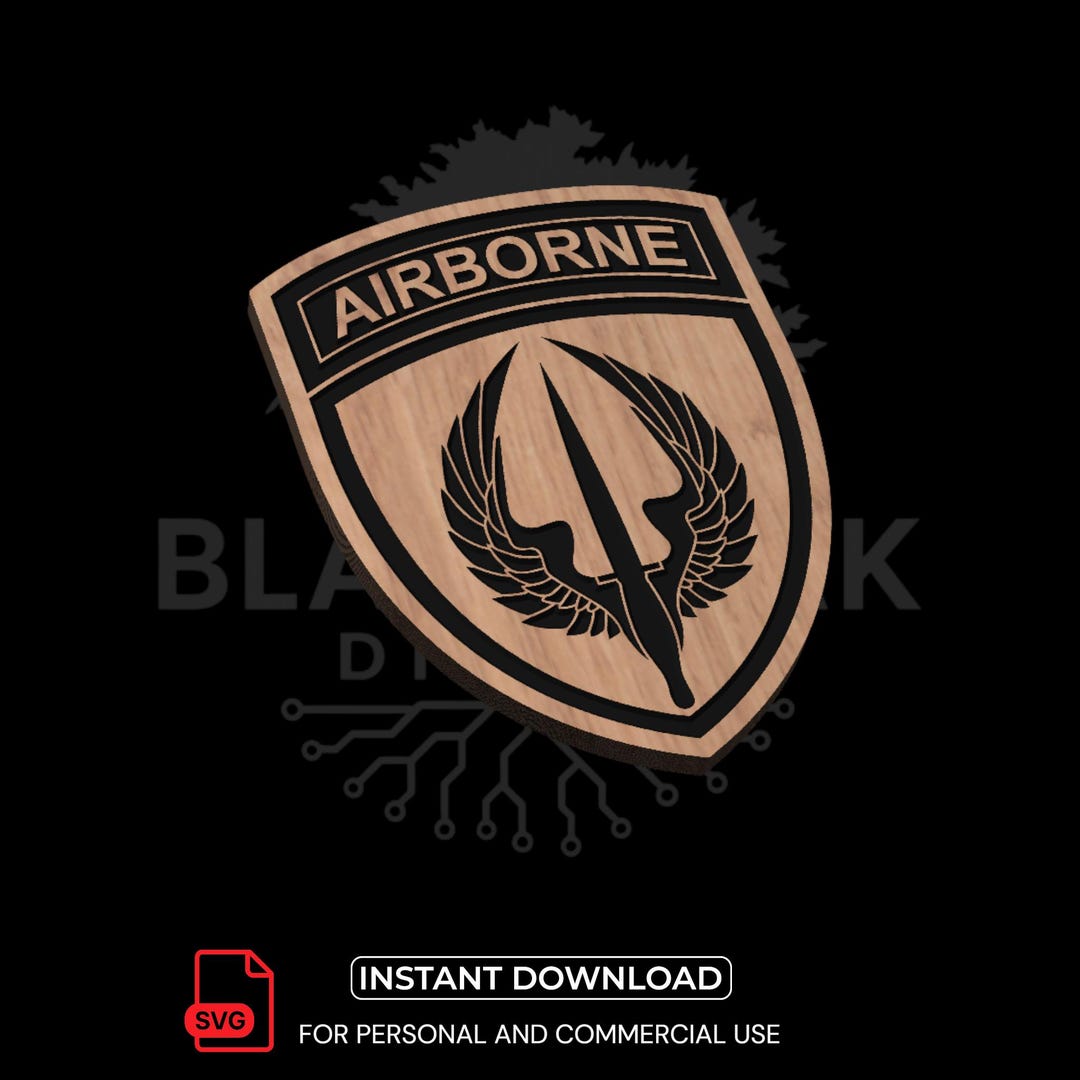 USASOAC Airborne SVG | Military Patch CNC Laser Engraving Design File ...