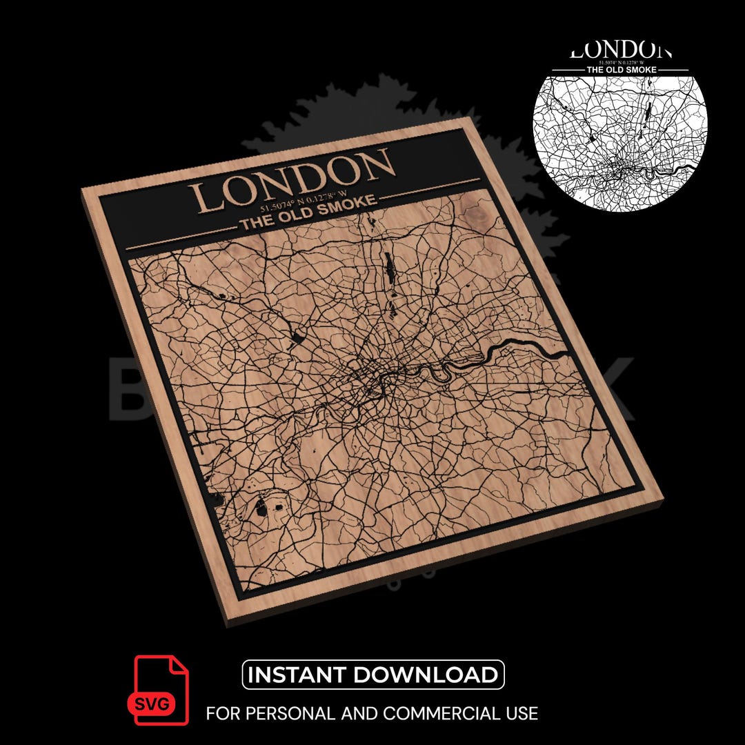 London City Map SVG | Laser Cut File for CNC & Woodworking (digital ...