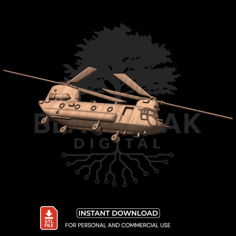 CH-47 Chinook Helicopter STL | 3D Side View Model (digital Download) - Etsy