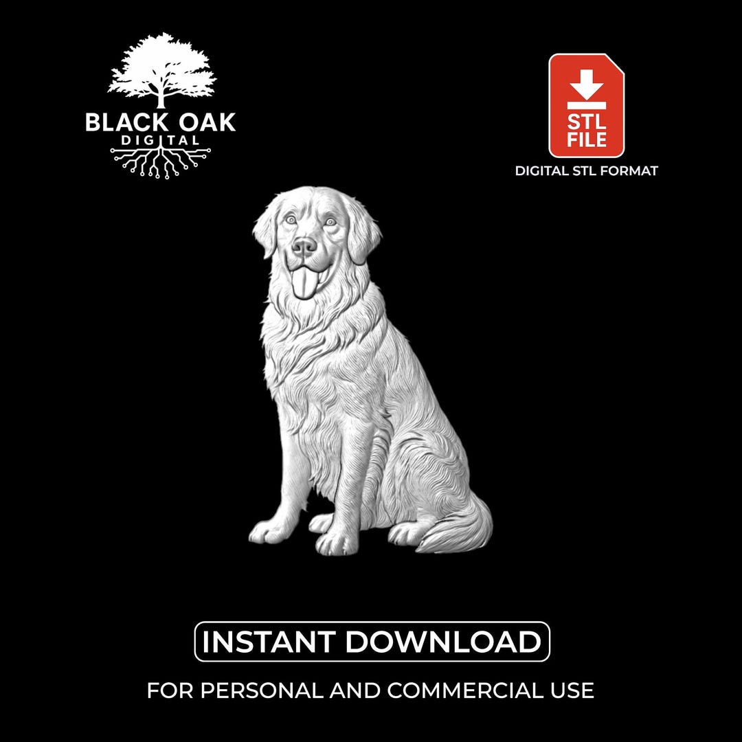 Golden Retriever STL 3D Model | Dog Breed Relief for CNC & 3D Printing ...