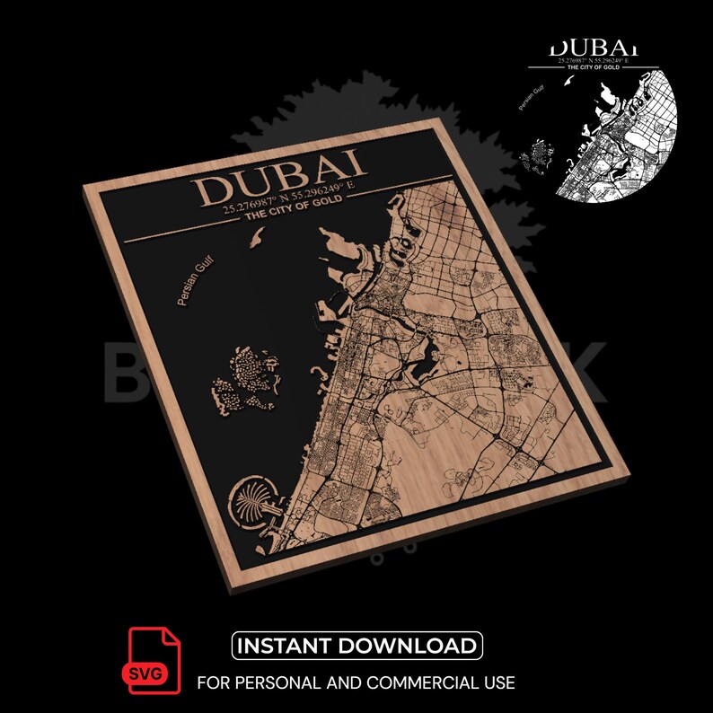 Dubai City Map SVG | Laser Cut File for CNC & Woodworking (digital ...
