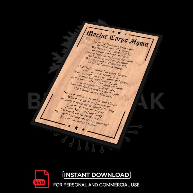 Marine Corps Hymn SVG | USMC CNC Laser Engraving Military Plaque File ...