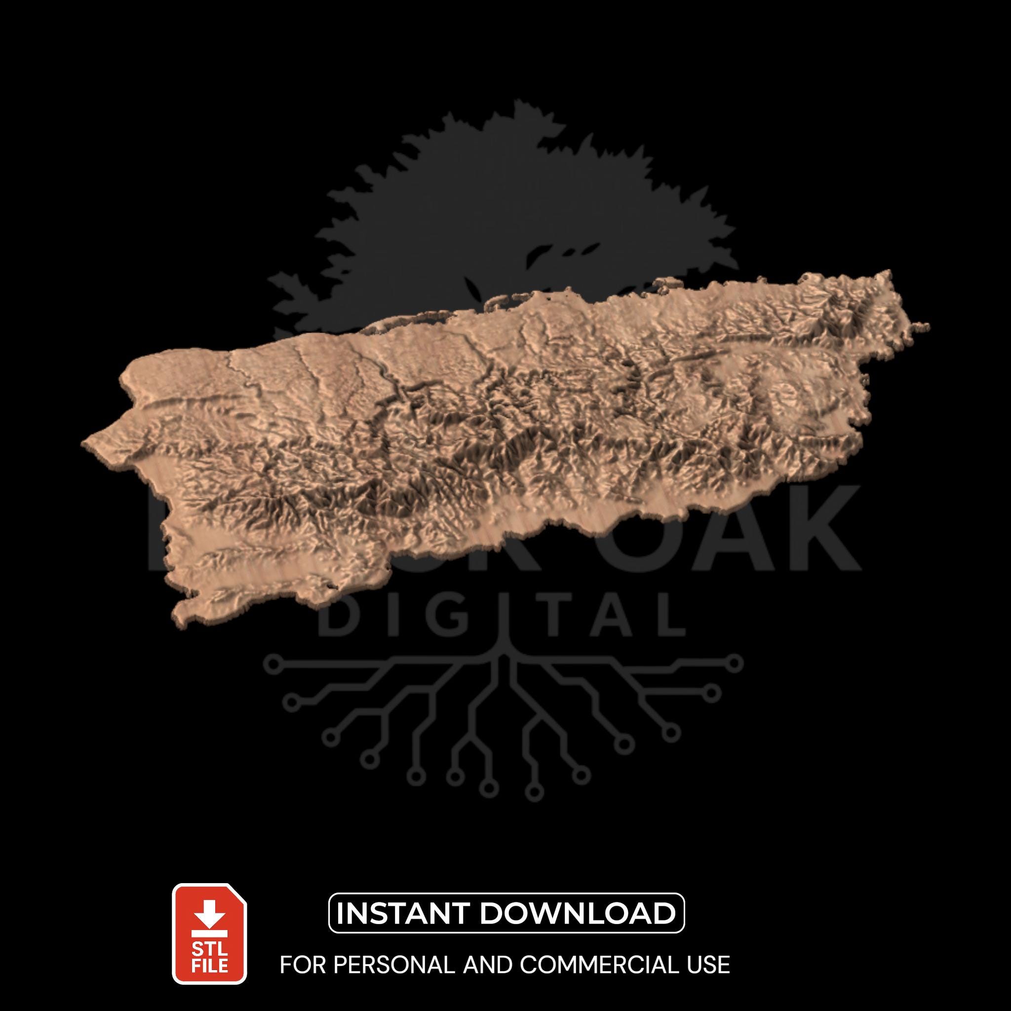 Puerto Rico 3D STL Model | Topographic Islands Map for CNC and 3D ...