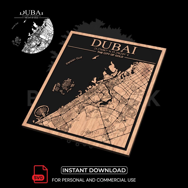 Dubai City Map SVG | Laser Cut File for CNC & Woodworking (digital ...