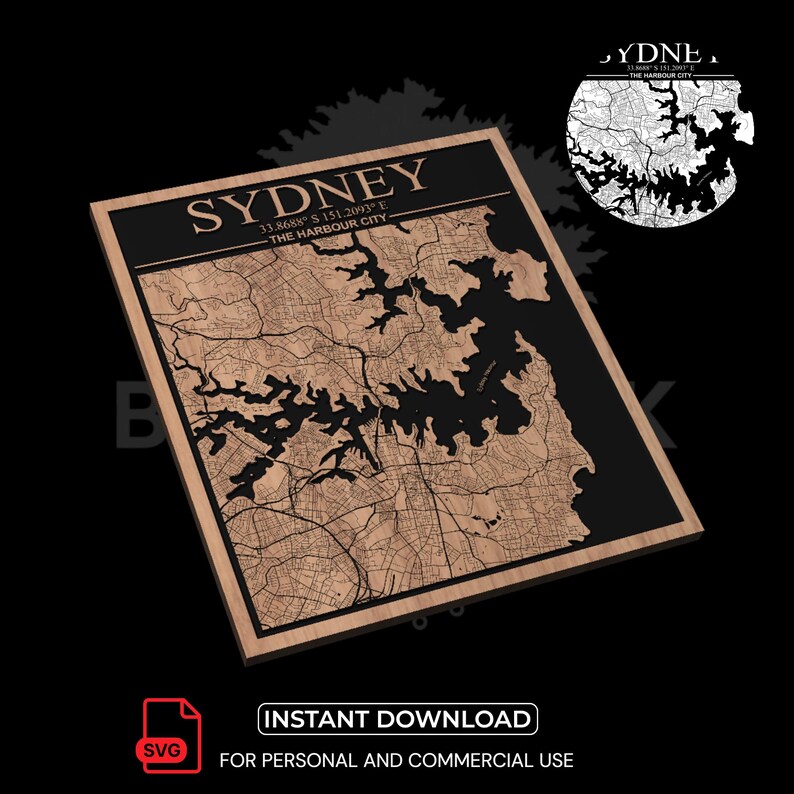 Sydney City Map SVG | Laser Cut File for CNC & Woodworking (digital ...