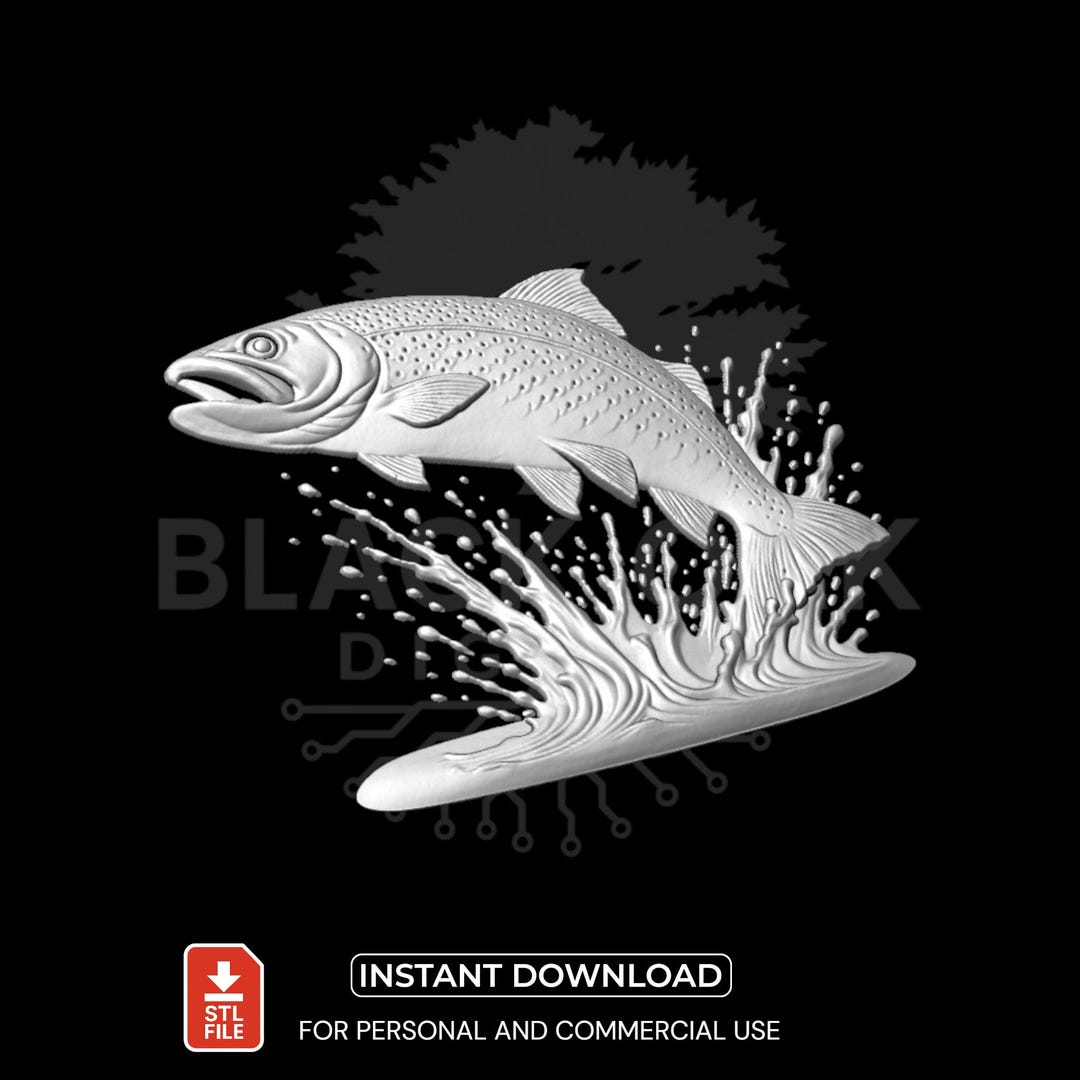 River Trout 3D Model: Fishing Relief for CNC & 3D Printing (digital ...