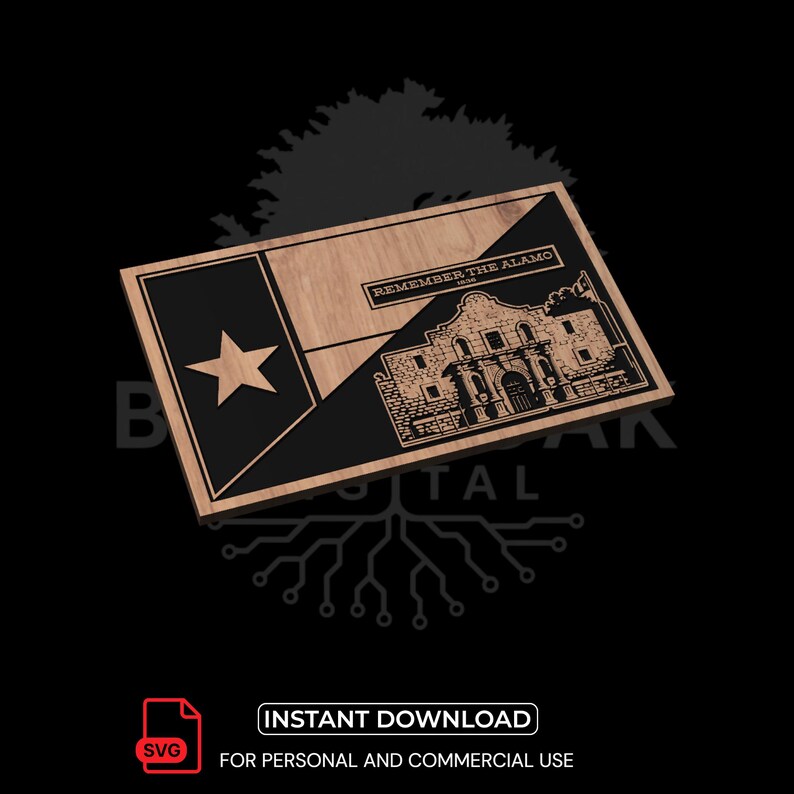Texas Alamo Flag SVG File for Woodworking, CNC, Printing and Lasering ...