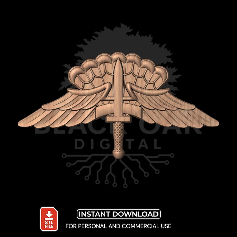 Military Free Fall Wings STL | 3D Model for CNC Carving and 3D Printing ...