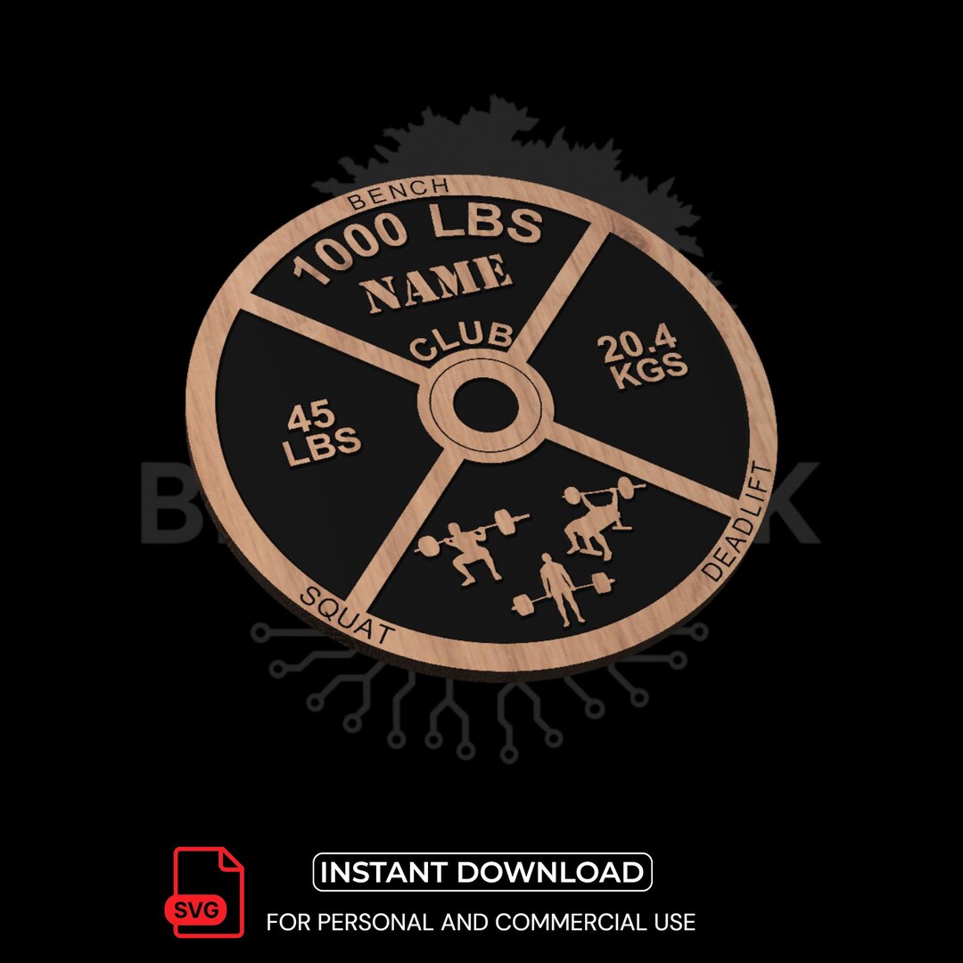 1000 Pound Club SVG File: Gym Weight Plate CNC Laser Cut Design ...