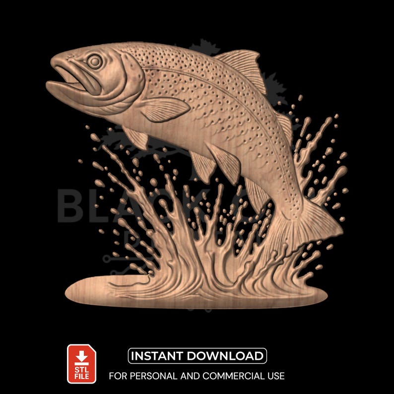 River Trout 3D STL Model: CNC & 3D Printing Relief (digital Download ...