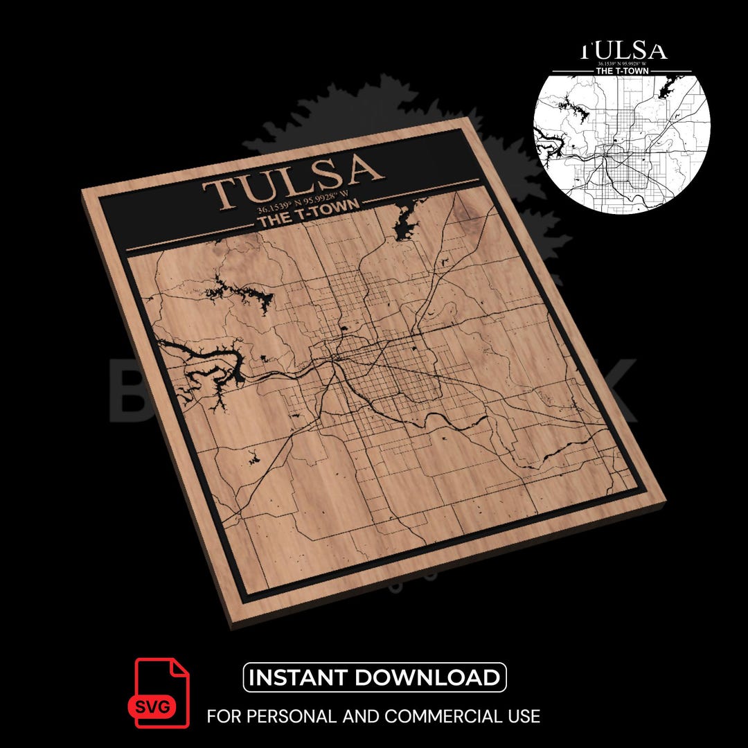 Tulsa City Map SVG | Laser Cut File for CNC & Woodworking (digital ...
