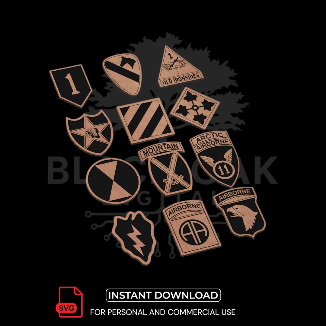 Army Division Patch Bundle: Military SVG Files for Laser Cutting ...