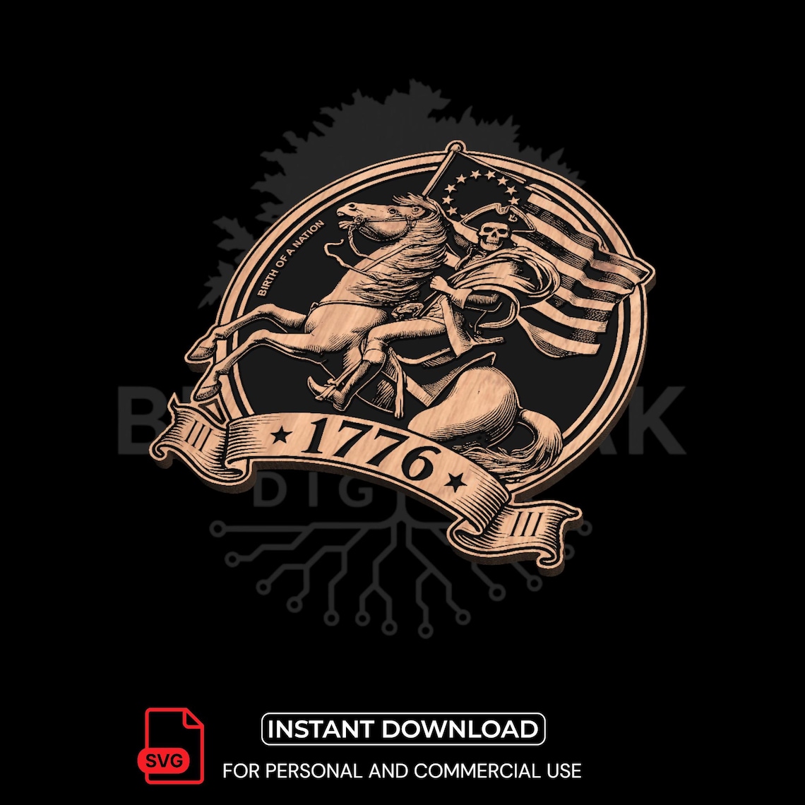 1776 Patriot Design SVG File: CNC Laser Cut American Revolution Art ...