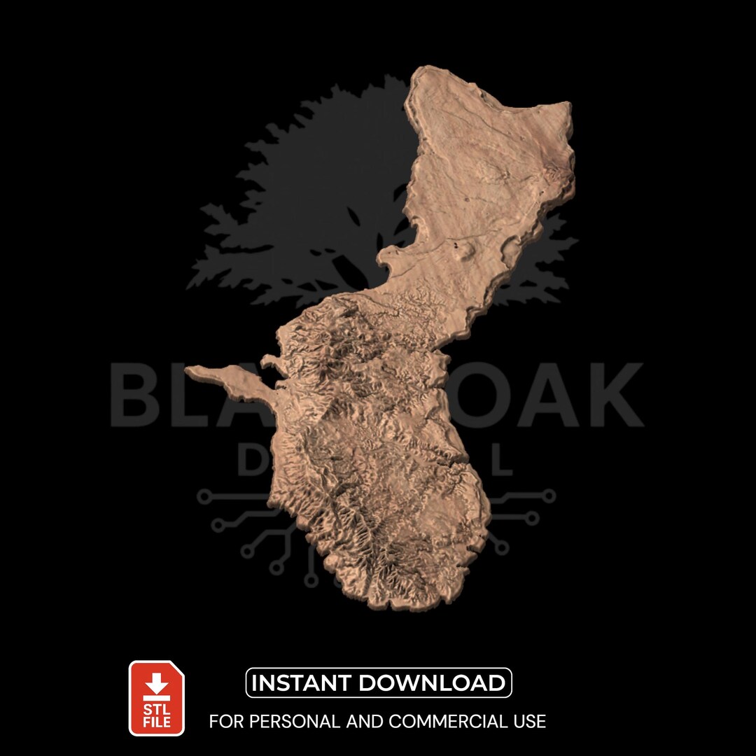 Guam 3D Terrain Model STL | CNC Carving and 3D Printing File Download ...