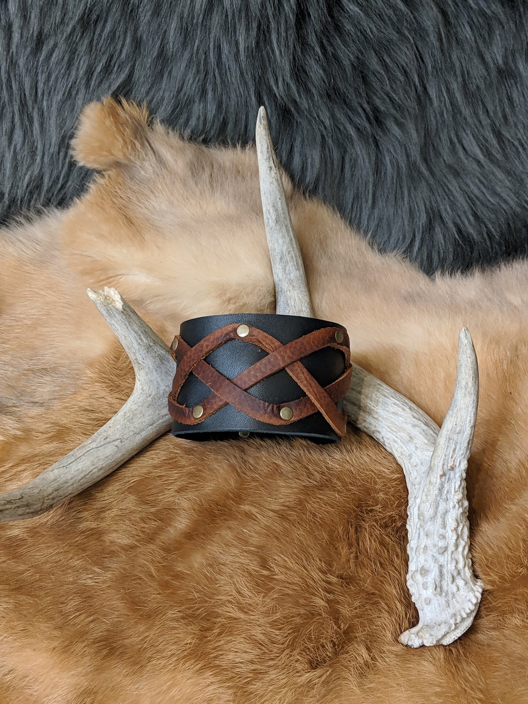 Woven Leather Cuff Bracelet - Etsy