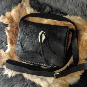 Black Leather Crossbody Bag/purse With Antler - Etsy