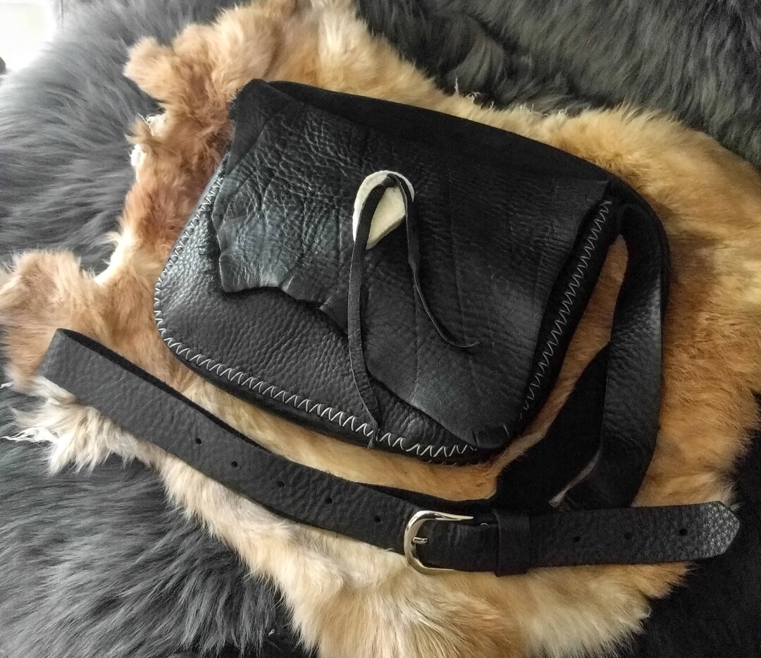 Black Leather Crossbody Bag/purse With Antler - Etsy