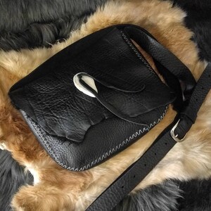 Black Leather Crossbody Bag/purse With Antler - Etsy
