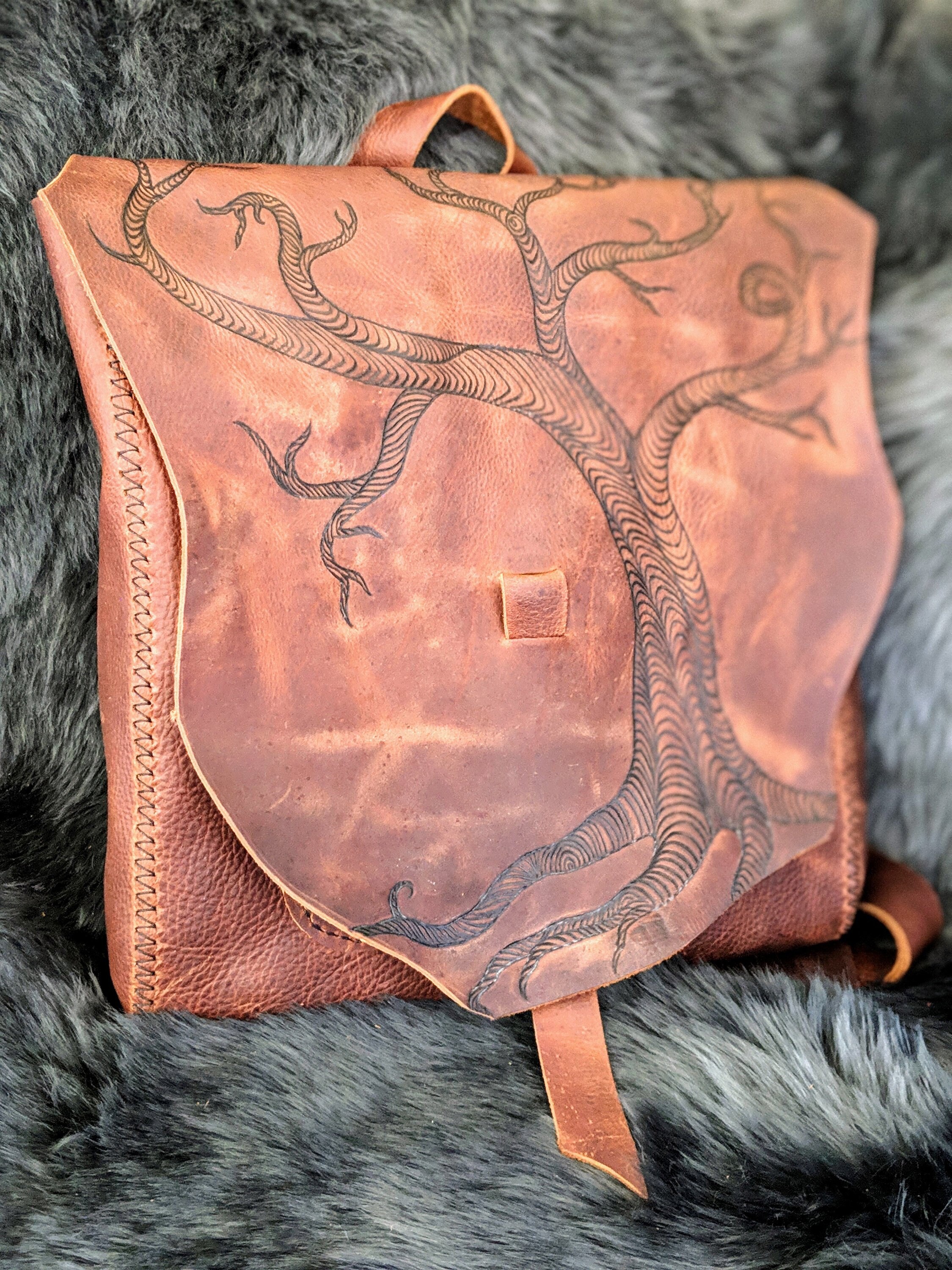 Twisted Tree Leather Backpack / Purse / Convertible Bag | Etsy