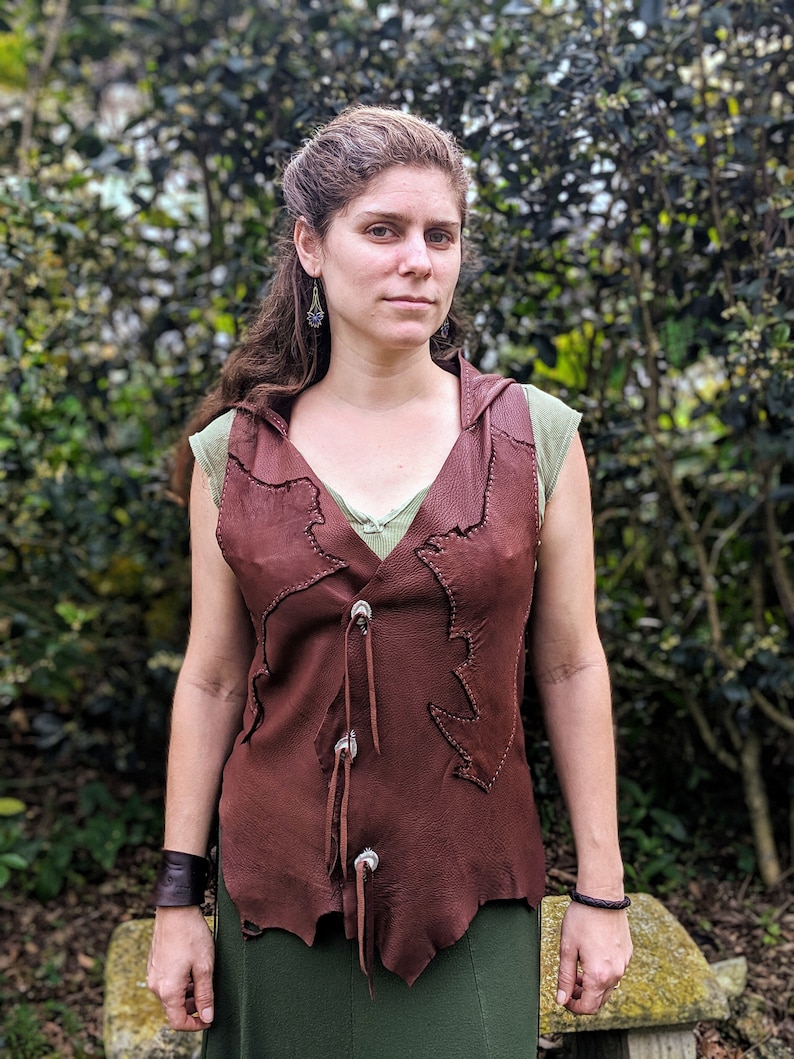 Forest Guardian Leather Vest With Hood - Etsy