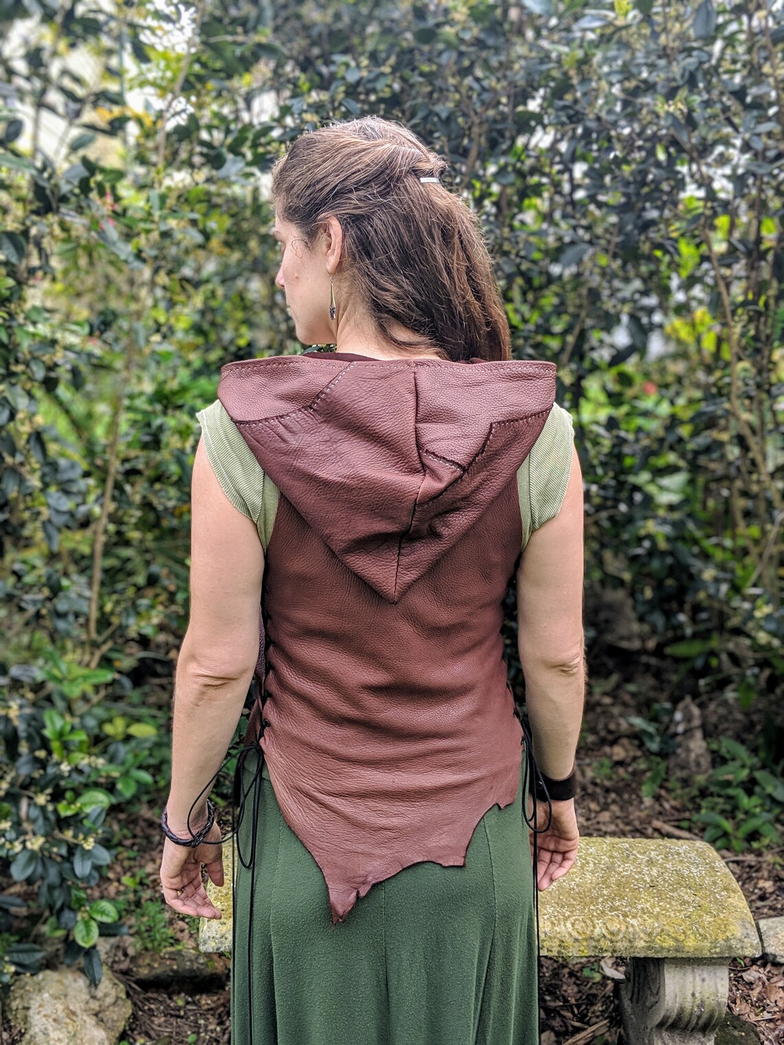 Forest Guardian Leather Vest With Hood | Etsy